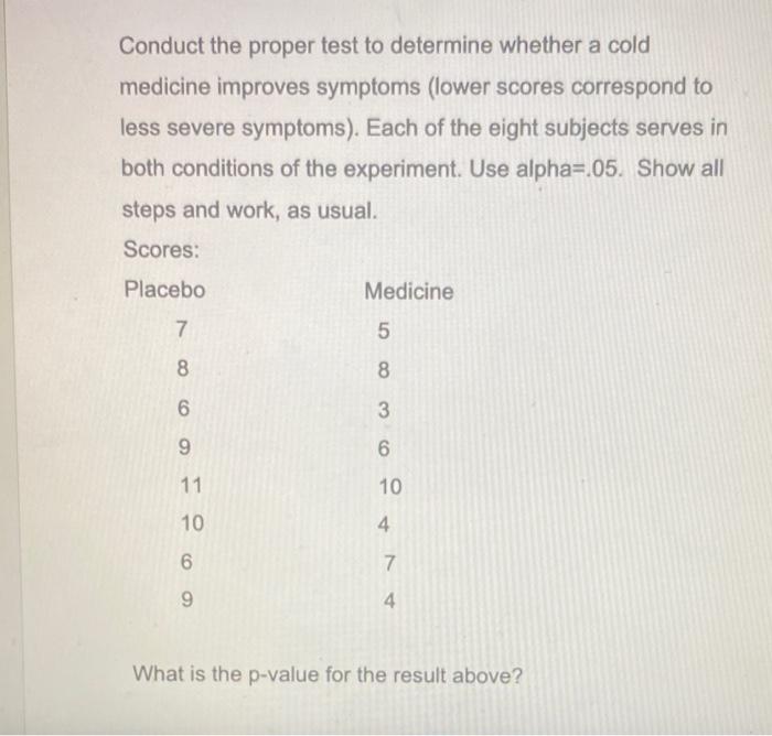 Solved Conduct the proper test to determine whether a cold | Chegg.com