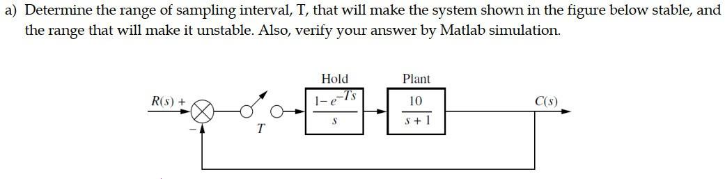 Solved a) Determine the range of sampling interval, T, that | Chegg.com