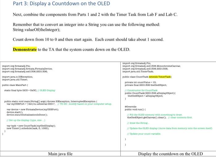 Solved Part 3: Display a Countdown on the OLED Next, combine | Chegg.com