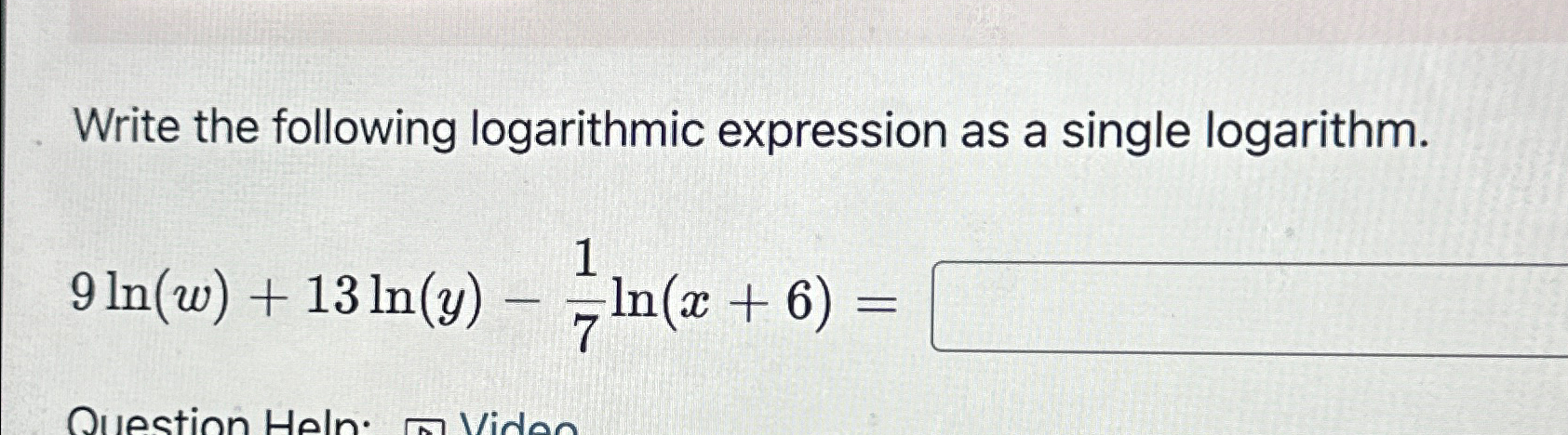 Solved Write the following logarithmic expression as a | Chegg.com