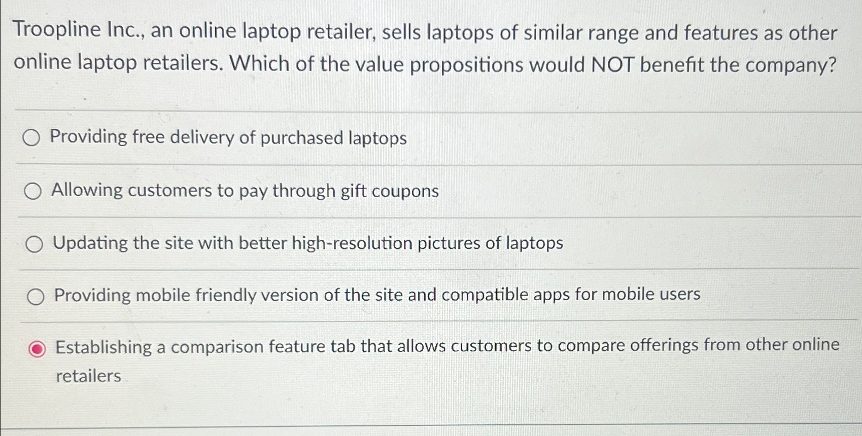 Solved Troopline Inc., an online laptop retailer, sells | Chegg.com