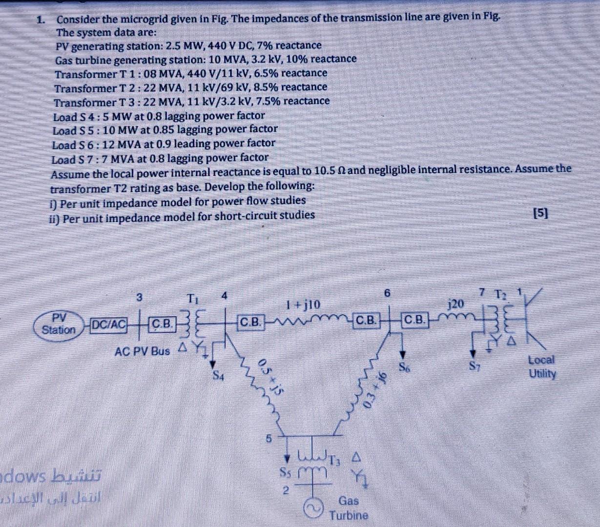 Solved 1. Consider the microgrid given in Fig. The | Chegg.com