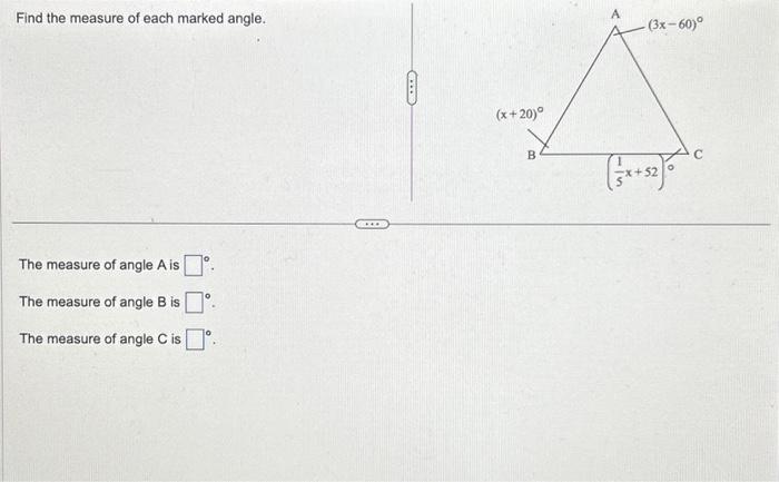Solved Find the measure of each marked angle. The measure of | Chegg.com
