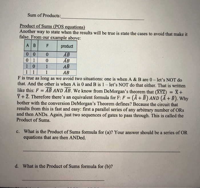 Solved SOP and POS equations 3. Sum of Products (SOP | Chegg.com