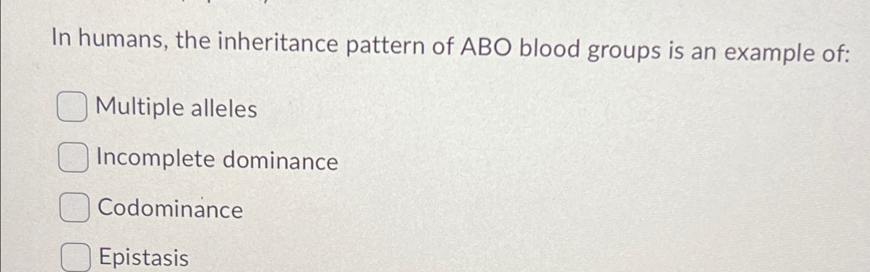 Solved In humans, the inheritance pattern of ABO blood | Chegg.com