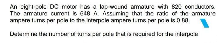 Solved An eight-pole DC motor has a lap-wound armature with | Chegg.com