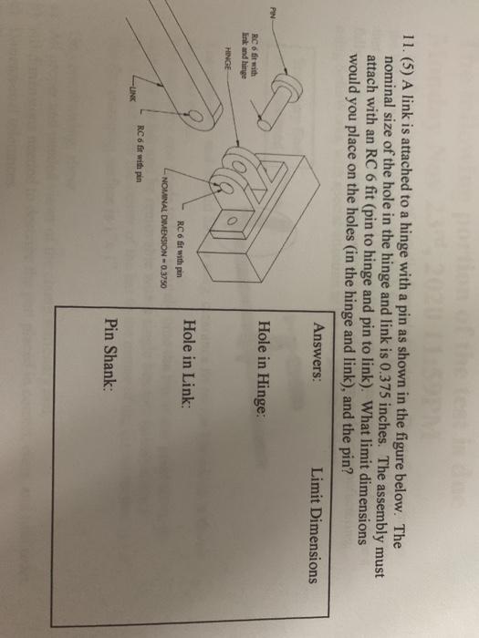 Solved 11. (5) A link is attached to a hinge with a pin as | Chegg.com