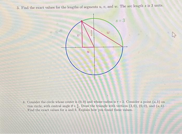 Solved 3. Find the exact values for the lengths of segments | Chegg.com