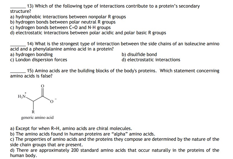 Solved Which of the following type of interactions | Chegg.com