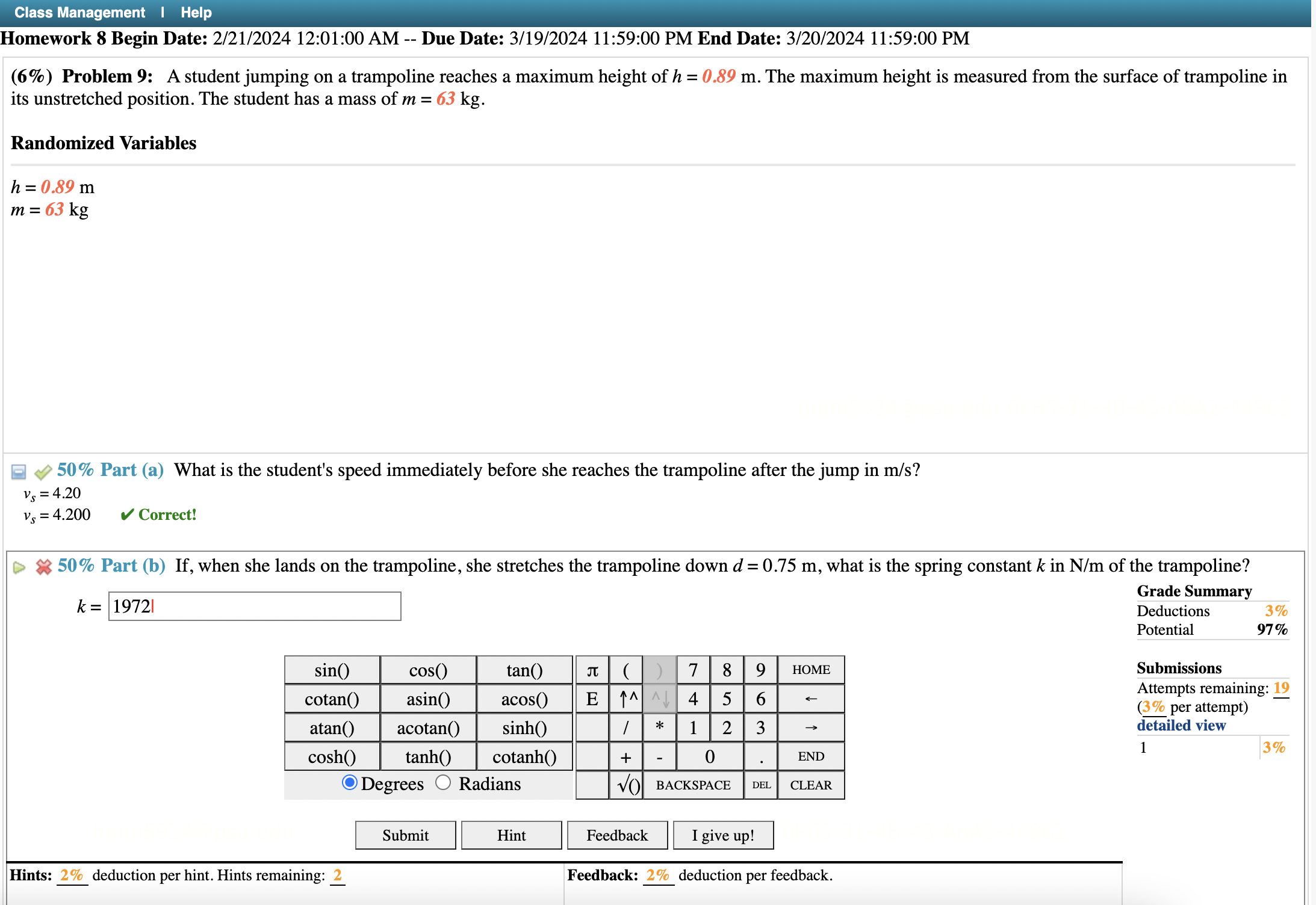 Solved Please help with all parts! Problem 9: A student | Chegg.com