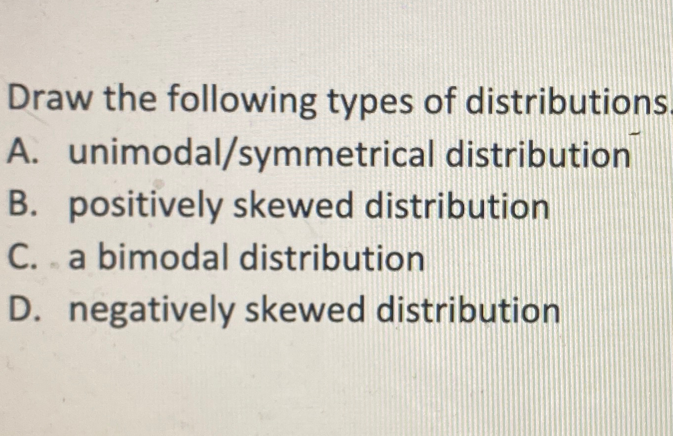 Draw the following types of distributionsA. | Chegg.com