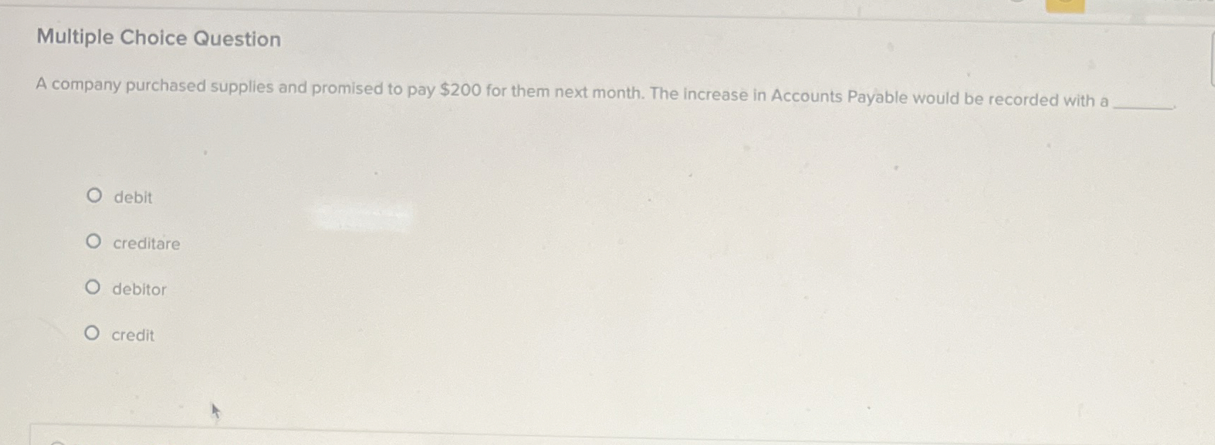 Solved Multiple Choice QuestionA company purchased supplies | Chegg.com