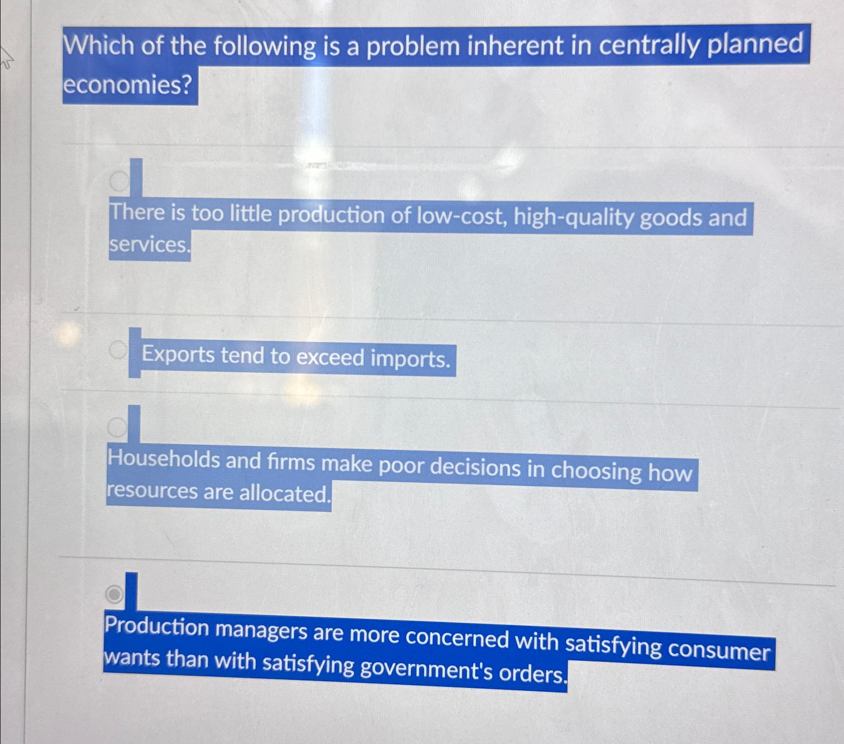 Solved Which of the following is a problem inherent in | Chegg.com