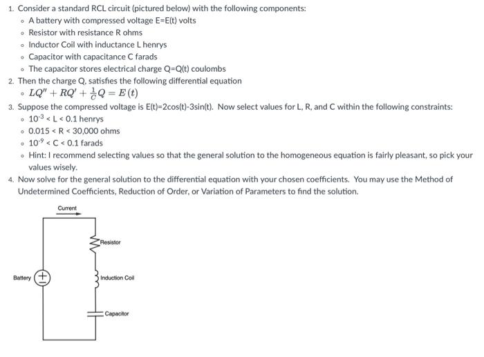 Solved 1. Consider a standard RCL circuit (pictured below) | Chegg.com