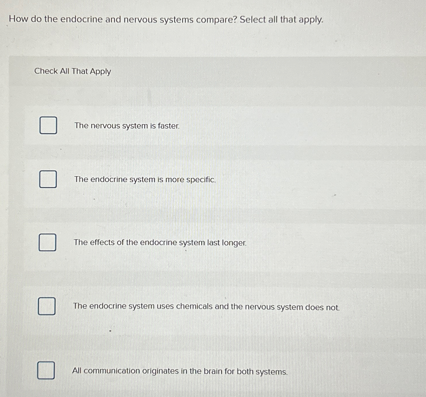 Solved How do the endocrine and nervous systems compare? | Chegg.com