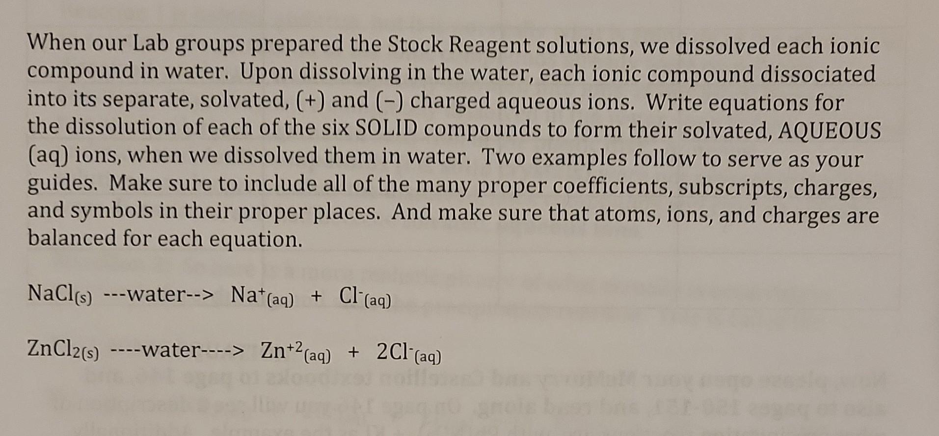 Solved When our Lab groups prepared the Stock Reagent | Chegg.com