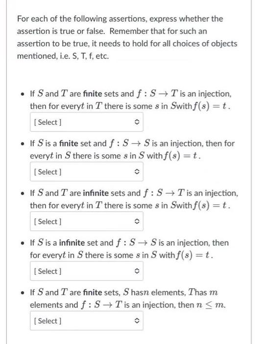 Solved For each of the following assertions, express whether | Chegg.com