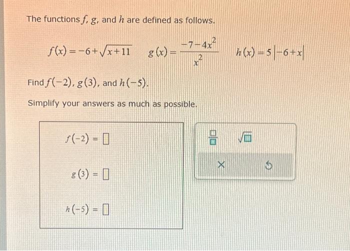 Solved The functions f, g, and h are defined as follows. | Chegg.com