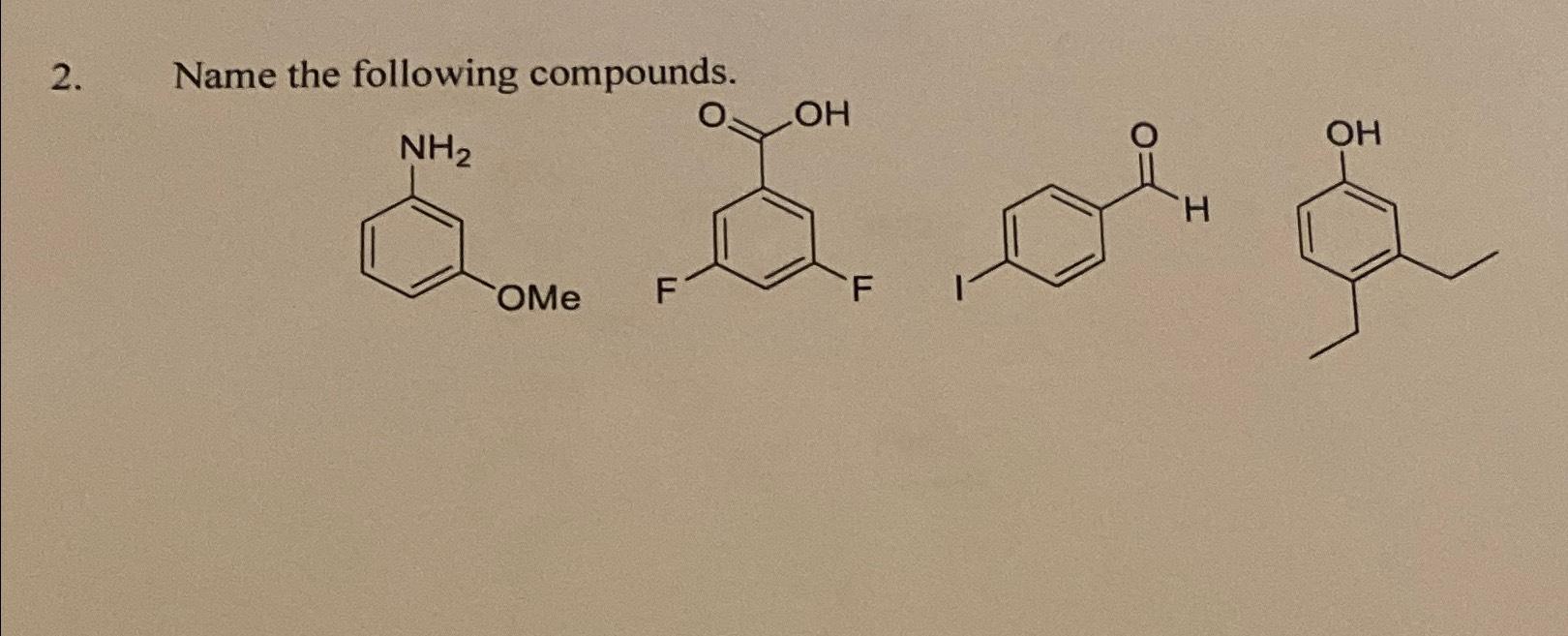 Solved Name the following compounds. | Chegg.com