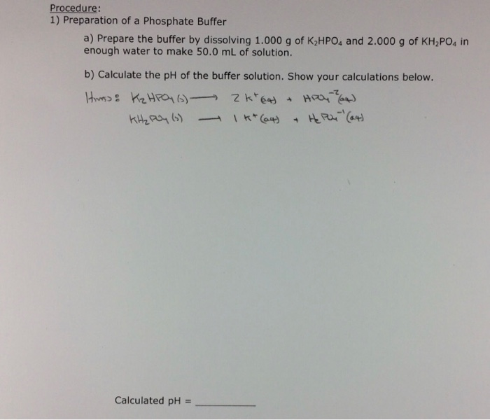 Solved Procedure: 1) Preparation of a Phosphate Buffer a) | Chegg.com