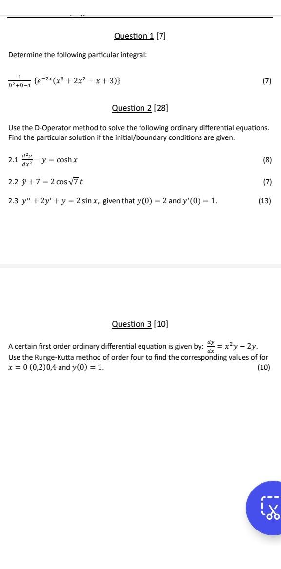Solved Determine the following particular integral: | Chegg.com