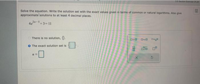 Solved Solve the equation. Write the solution set with the | Chegg.com