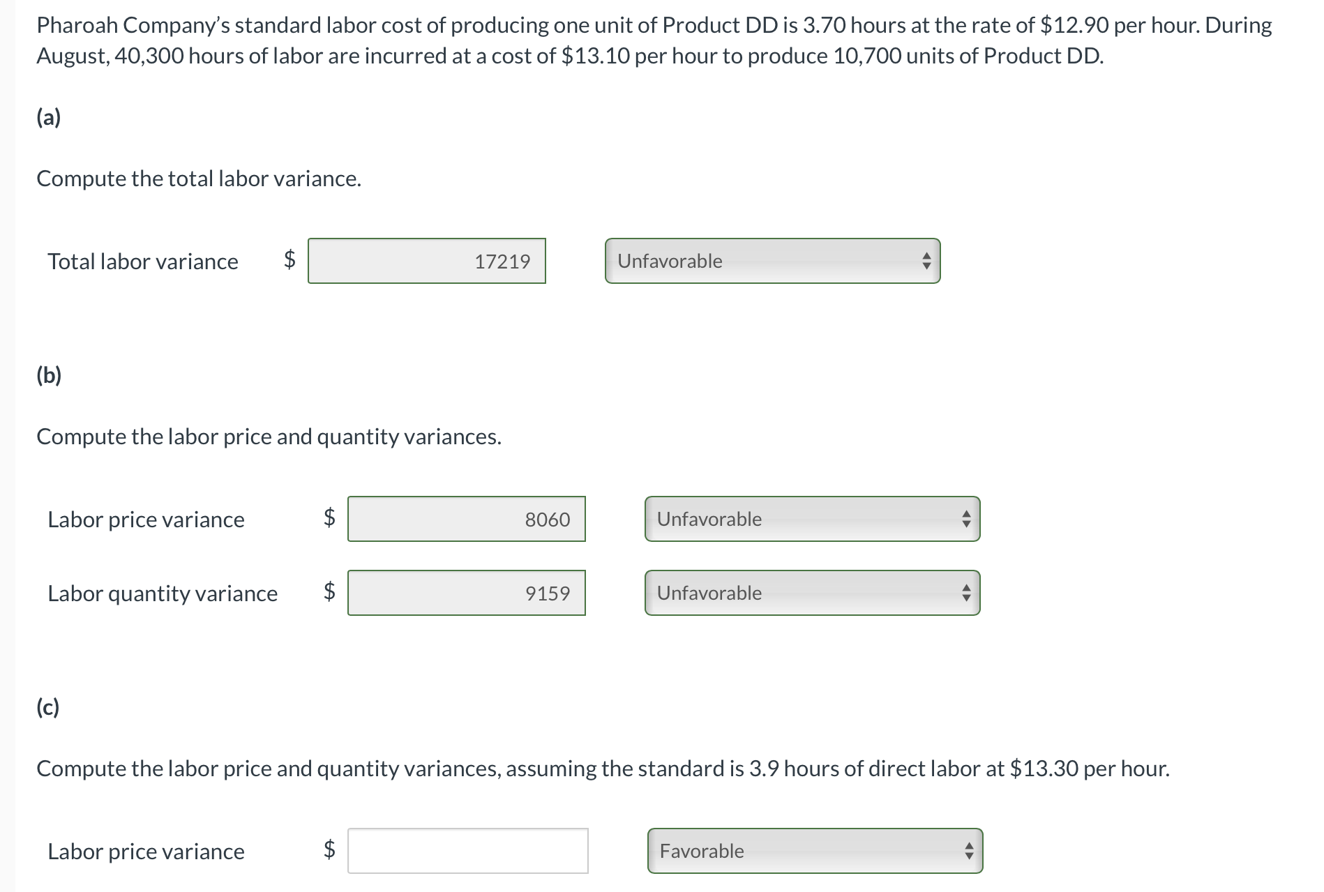Solved Pharoah Company's standard labor cost of producing | Chegg.com