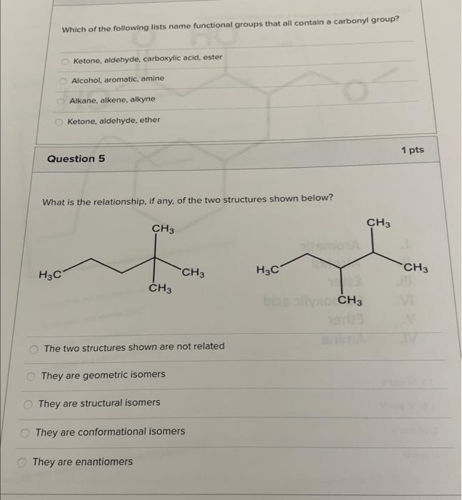 Solved Which of the following lists name functional groups | Chegg.com