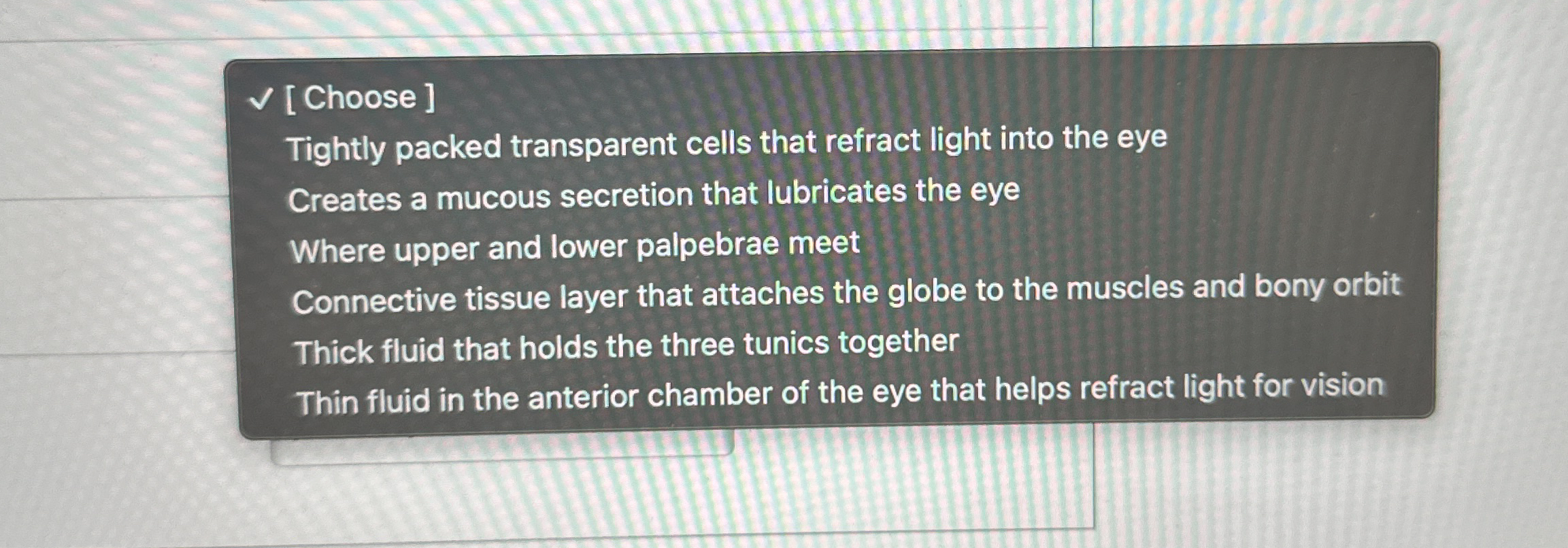 Solved [ ﻿Choose ]Tightly packed transparent cells that | Chegg.com