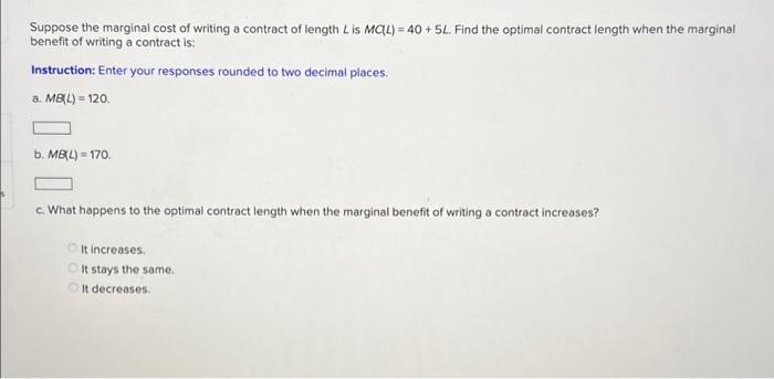 Solved S Suppose the marginal cost of writing a contract of | Chegg.com