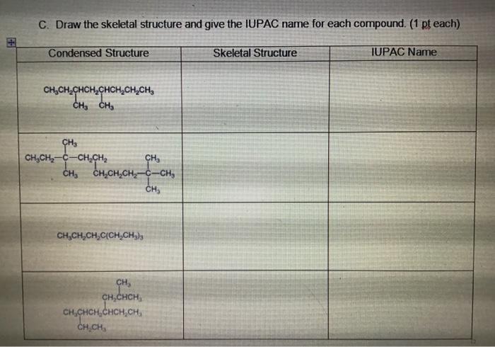 Solved Draw the skeletal structure and give the IUPAC name | Chegg.com