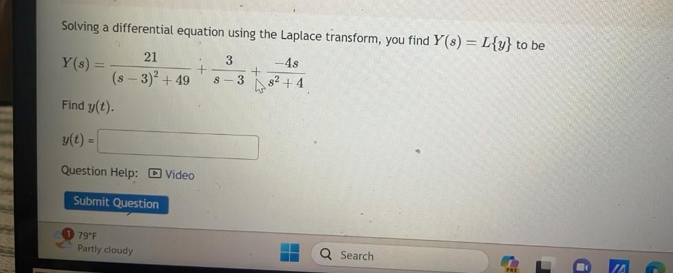 Solved Solving a differential equation using the Laplace | Chegg.com