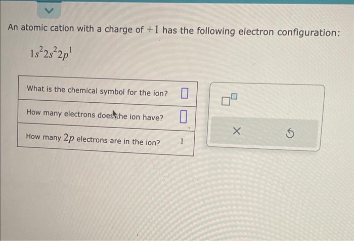 Solved An Atomic Cation With A Charge Of 1 Has The