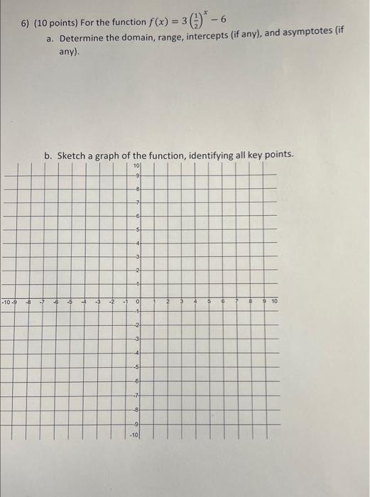 Solved 6) (10 points) For the function f(x)=3(21)x−6 a. | Chegg.com
