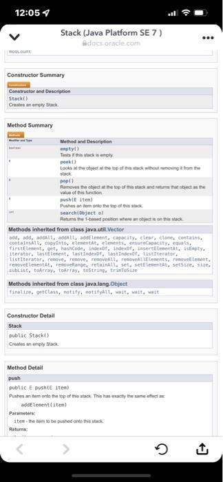 12:044 Stack (Java Platform SE 7) Adocs oracle com | Chegg.com