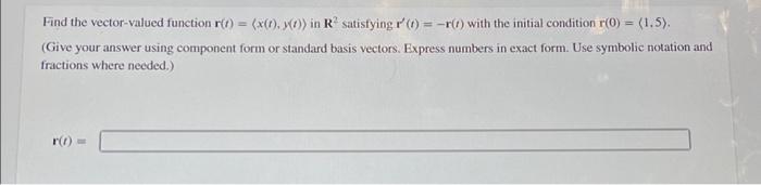 Solved Find the vector-valued function r(t) = (x(t), y(t)) | Chegg.com