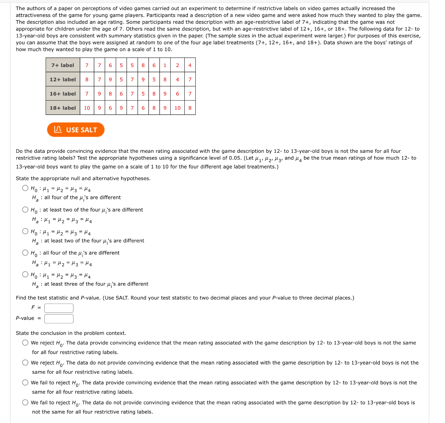 Solved The authors of a paper on perceptions of video games | Chegg.com