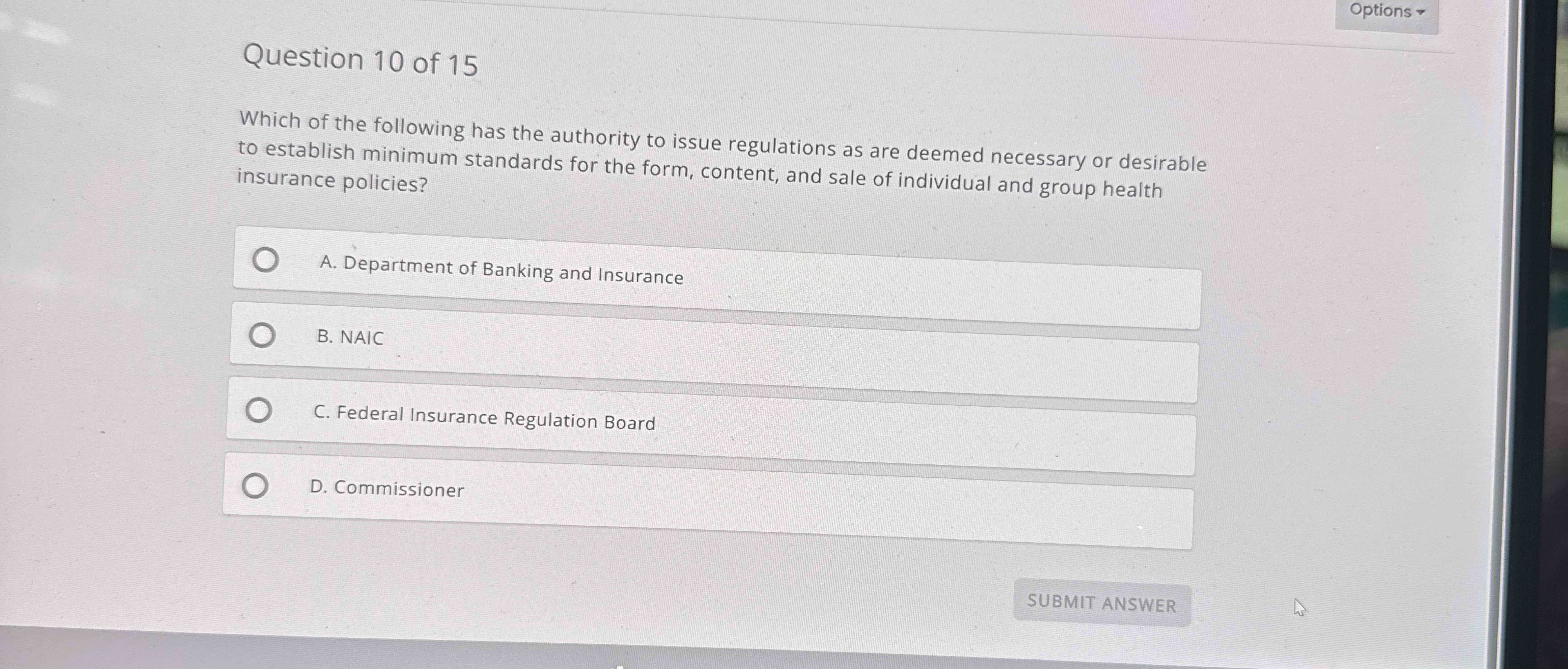 Solved Question 10 ﻿of 15Which of the following has the | Chegg.com