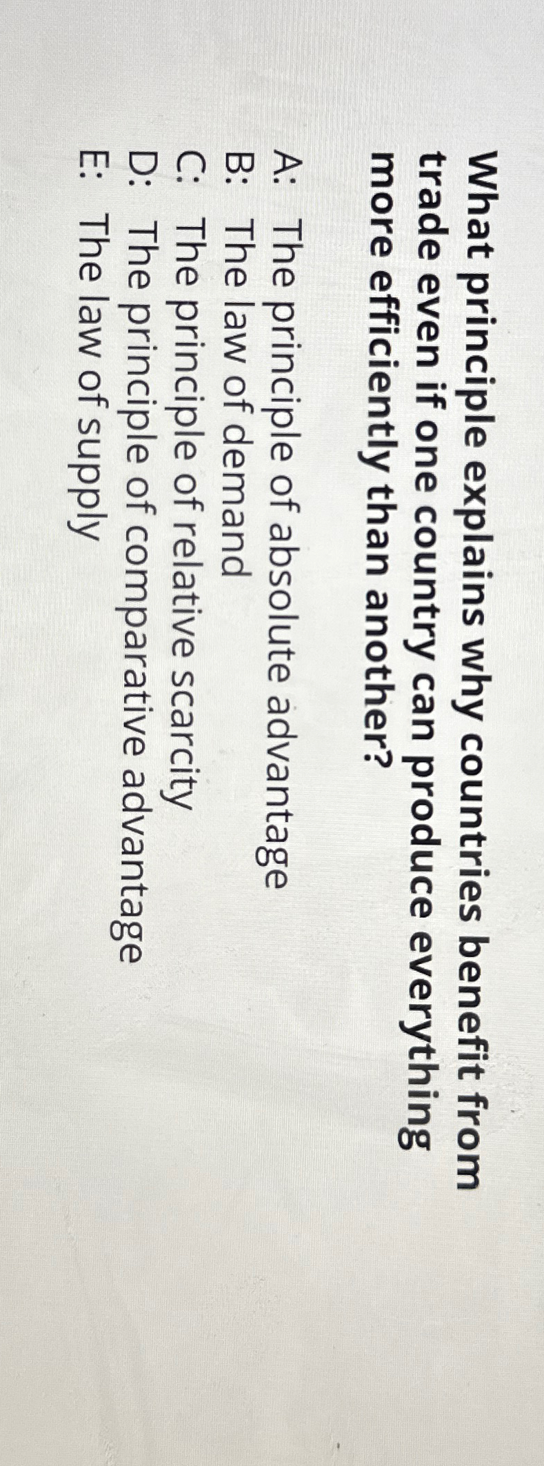 Solved What principle explains why countries benefit from | Chegg.com