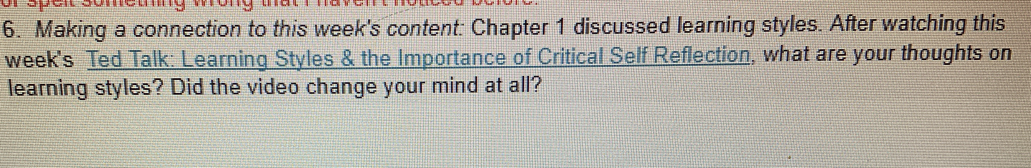 Solved Making a connection to this week's content: Chapter 1 | Chegg.com
