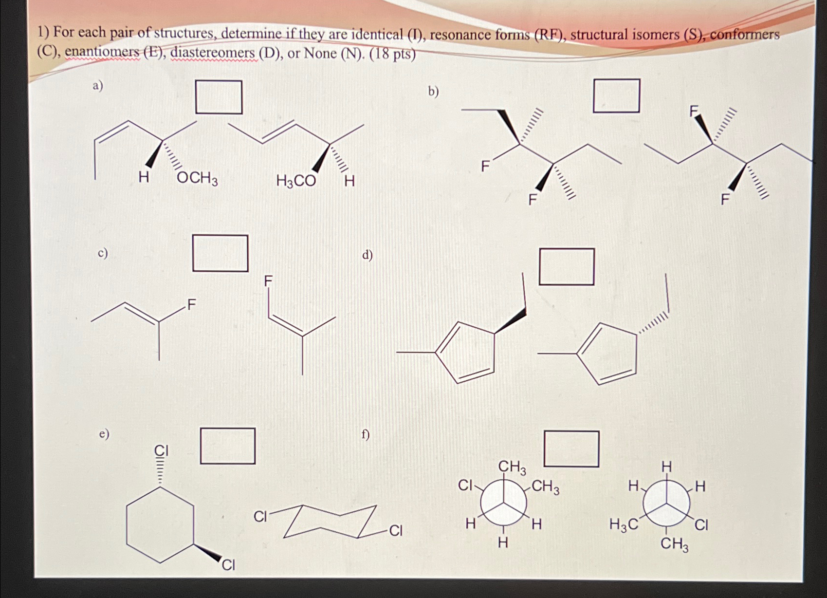 Solved For each pair of structures, determine if they are | Chegg.com
