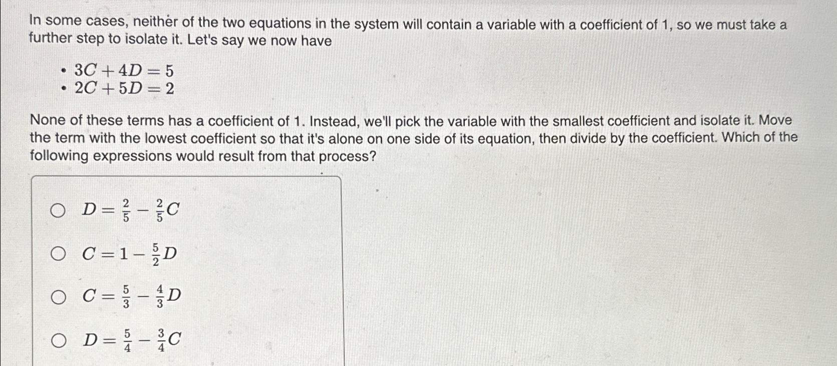 Solved In some cases, neither of the two equations in the | Chegg.com