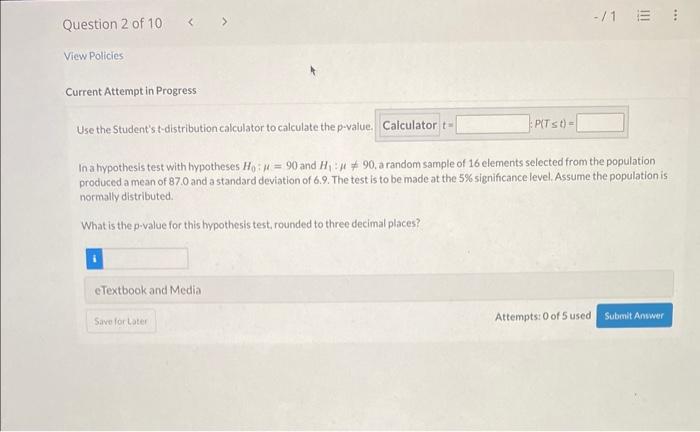 Solved Use the Student's t-distribution calculator to | Chegg.com
