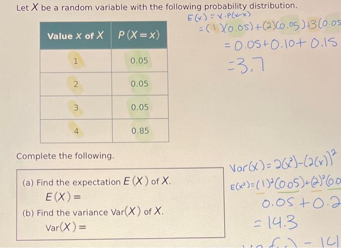 Solved Let X be a random variable with the following | Chegg.com