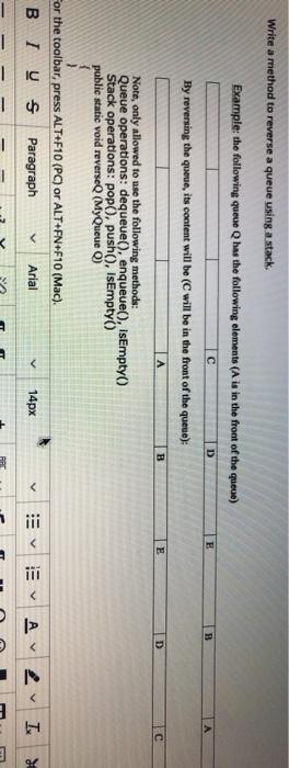 Solved Write a method to reverse a queue using a stack | Chegg.com