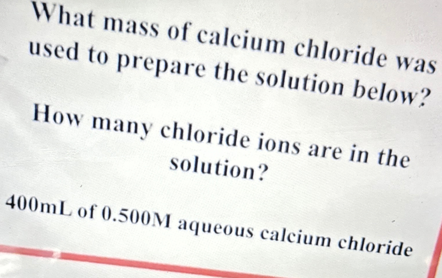 Solved What mass of calcium chloride was used to prepare the | Chegg.com