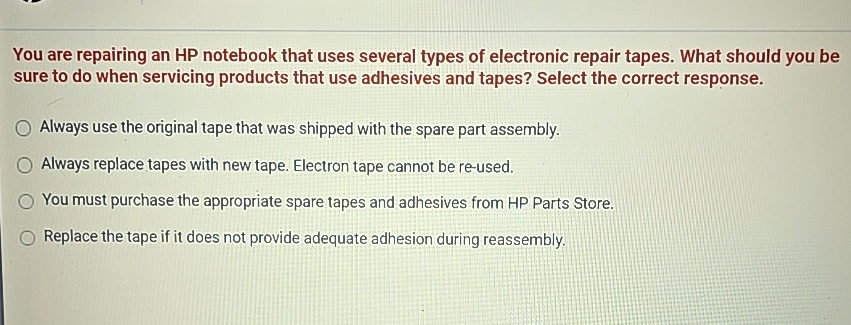 Solved You are repairing an HP notebook that uses several | Chegg.com
