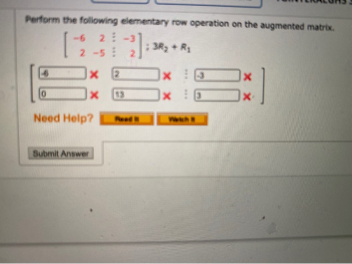 Solved Perform the following elementary row operation on the | Chegg.com