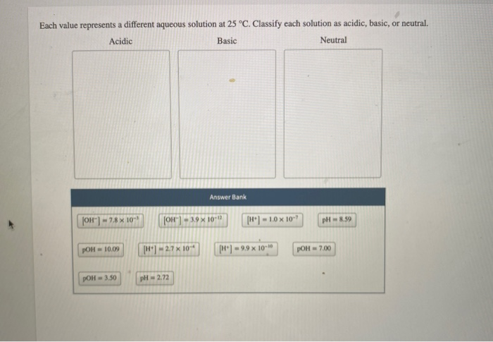 Solved Each value represents a different aqueous solution at | Chegg.com