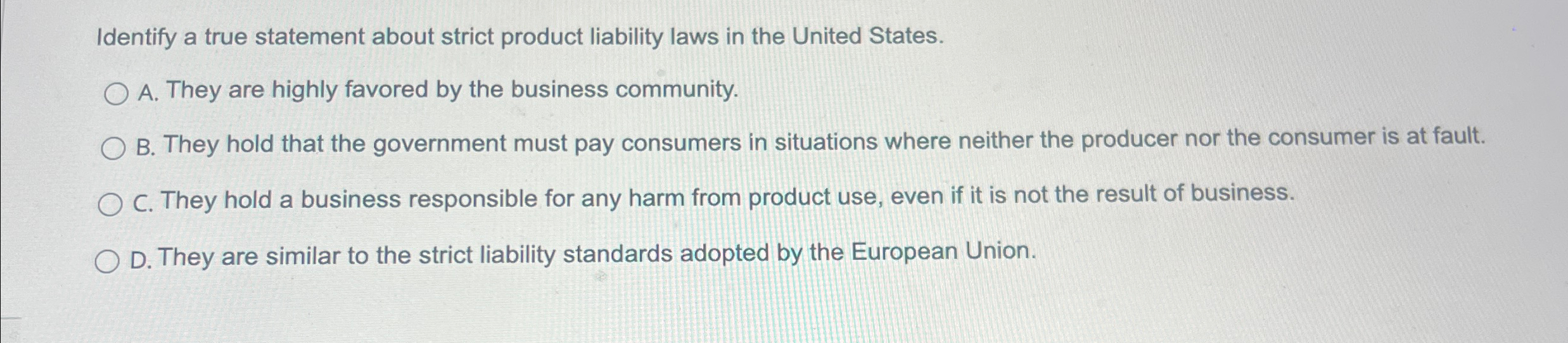 Solved Identify a true statement about strict product | Chegg.com